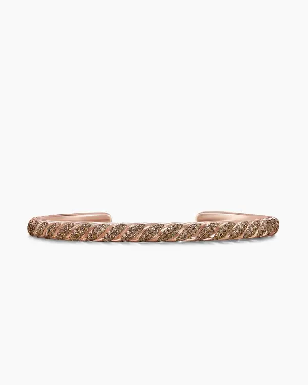 David Yurman Sculpted Cable Cuff Bracelet In With Cognac Diamonds - Cognac Diamond