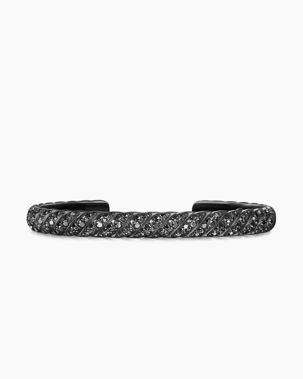 David Yurman Sculpted Cable Cuff Bracelet With Black Diamonds - Black Diamond