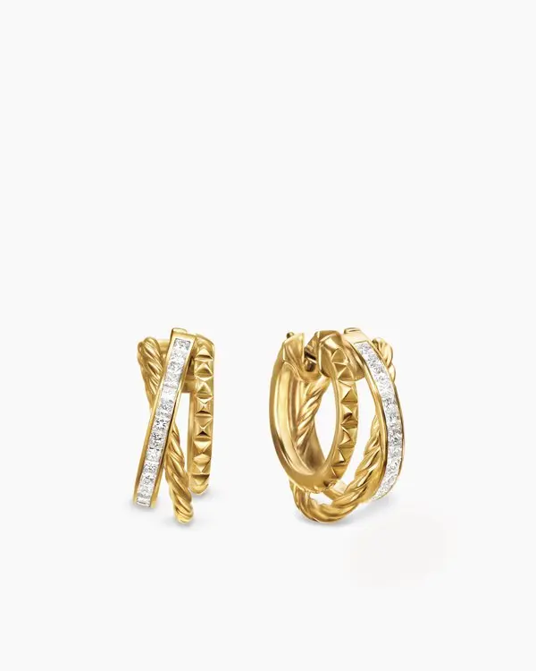 David Yurman Crossover Trio Hoop Earrings - Diamond