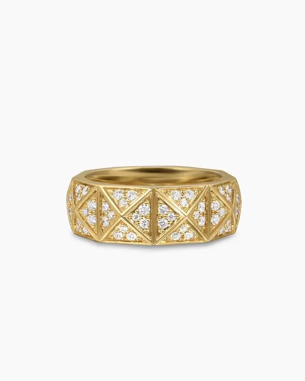 David Yurman Pyramid Band Ring In 18k Yellow Gold - Diamond