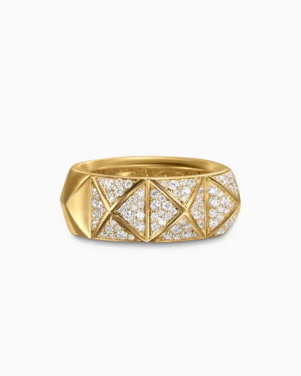 David Yurman 18k Yellow Gold Pyramid Band Ring With Diamonds - Diamond