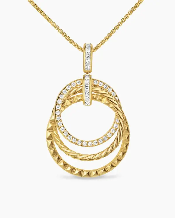 David Yurman Crossover Trio Pendant Necklace In 18k Yellow Gold With Diamonds - Diamond