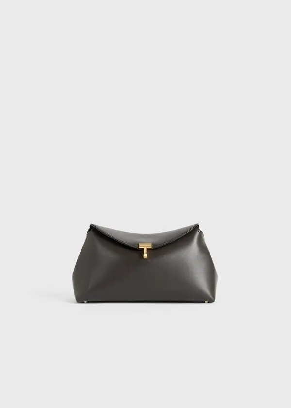 TOTEME T-lock Leather Clutch - Bark