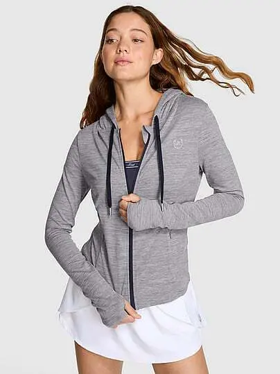 Pink Relay Full-zip Hoodie - Grey