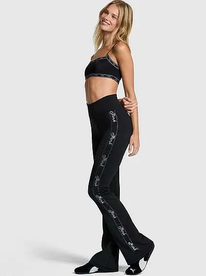 Pink Relay™ Ruched Foldover Flare Leggings - Black