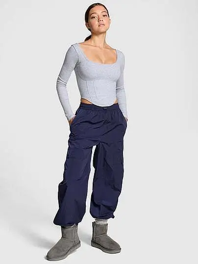 Pink Parachute Cargo Pants - Blue