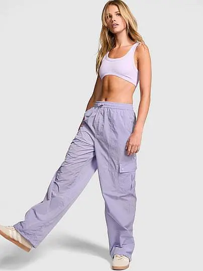 Pink Parachute Cargo Pants - Purple