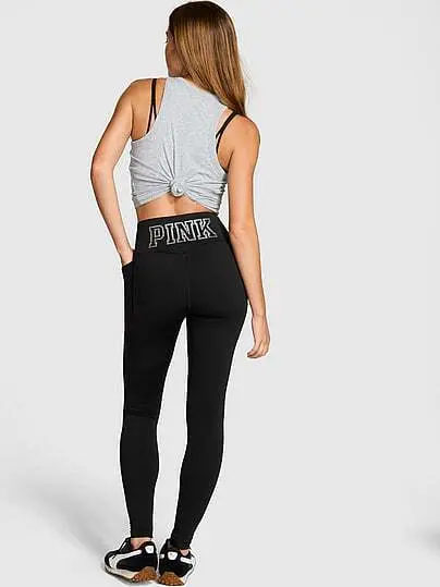 Pink Relay Double Up Leggings - Black