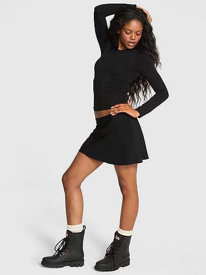 Pink Base Stretch Long-sleeve Tee - Black