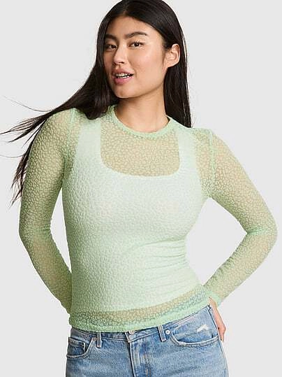 Pink Base Stretch Long-sleeve Tee - Print