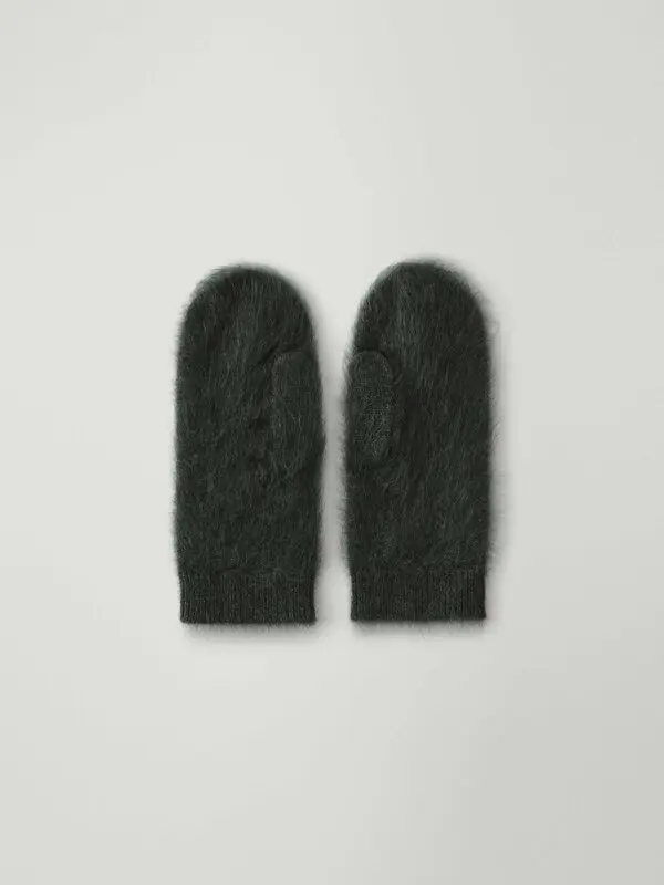 LISA YANG STORE Brushed Cashmere Mittens - Olive