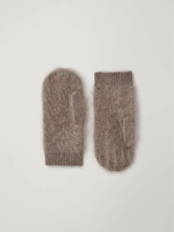 LISA YANG STORE Brushed Cashmere Mittens - Truffle