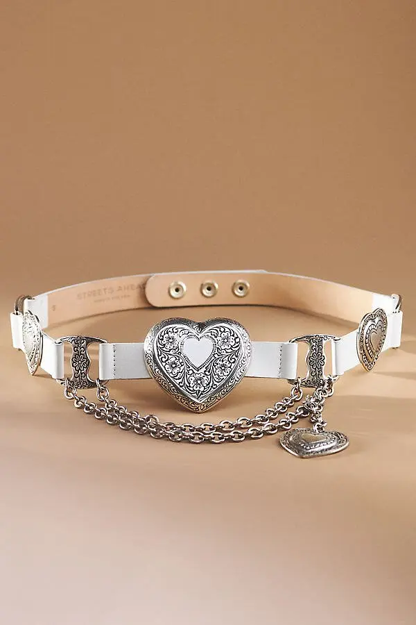 Streets Ahead Mia Heart Belt - White