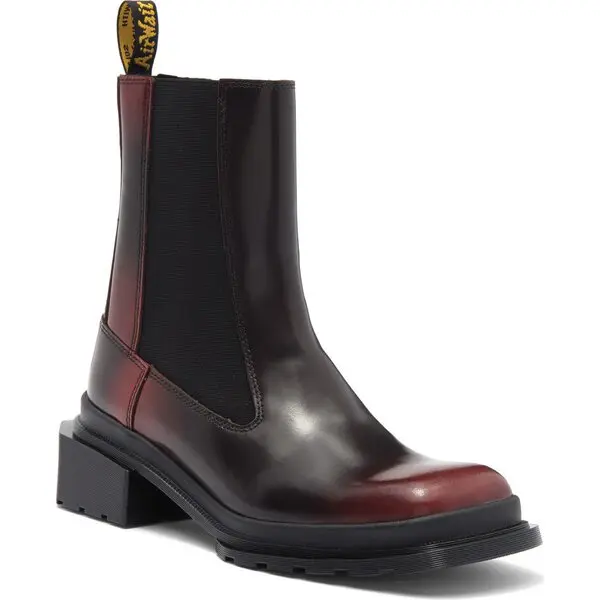 Dr. Martens Maybole Tall Chelsea Boot - Black/cherry Red Brush Off