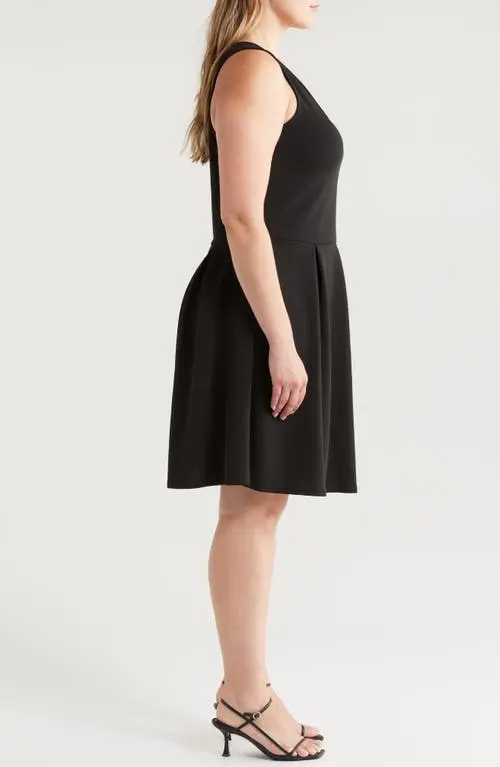 24SEVEN COMFORT APPAREL Sleeveless Fit & Flare Minidress - Black
