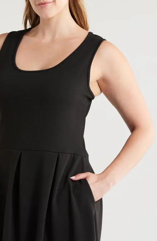 24SEVEN COMFORT APPAREL Sleeveless Fit & Flare Minidress - Black
