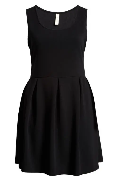 24SEVEN COMFORT APPAREL Sleeveless Fit & Flare Minidress - Black