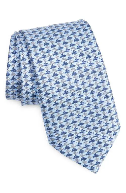 Zegna Mountain Print Silk Tie - Light Blue