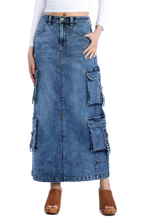 WASH LAB DENIM Cargo Pocket Maxi Skirt