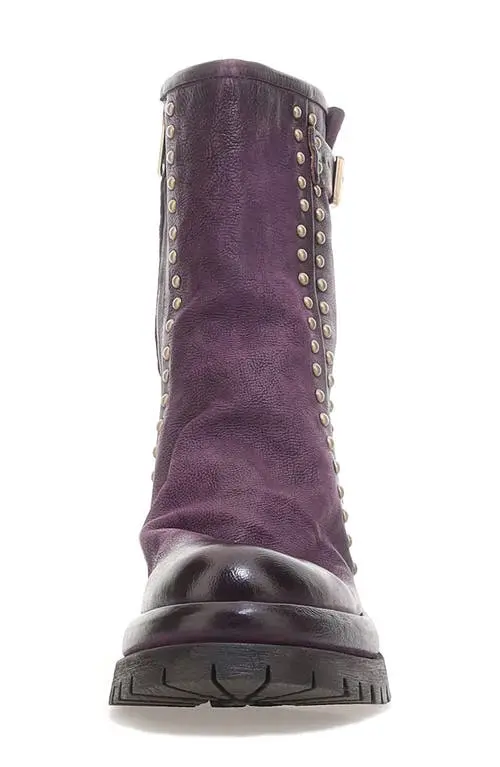 A.S.98 Duke Stud Trim Ankle Boots - Grape