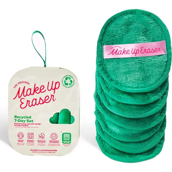 THE ORIGINAL MAKEUP ERASER Recycled 7-day Makeup Eraser Set With Laundry Bag - Recycled Green