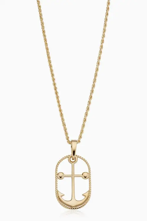 ORADINA 14k Anchor Pendant Necklace - Yellow Gold