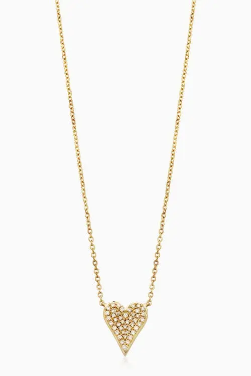 ORADINA 14k Diamond Heart Pendant Necklace - Yellow Gold