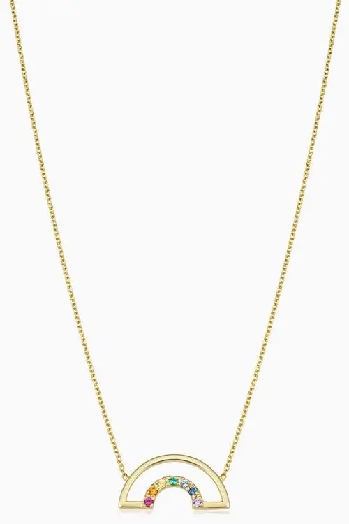 ORADINA 14k Double Rainbow Necklace - Yellow Gold