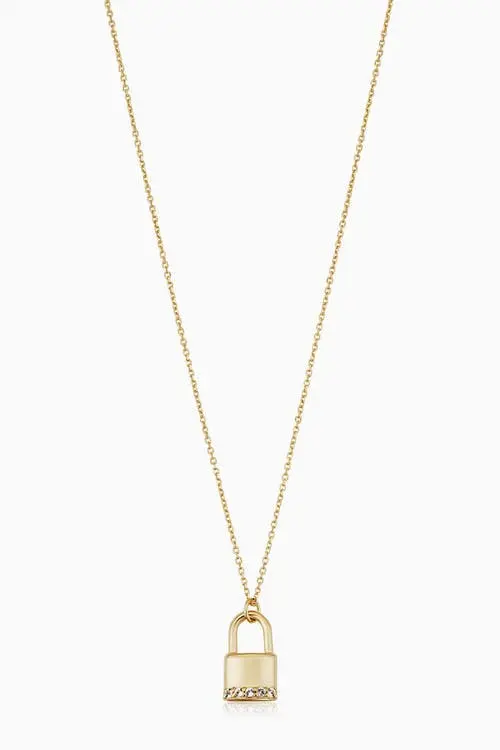 ORADINA 14k Lexington Lock Pendant Necklace - Yellow Gold