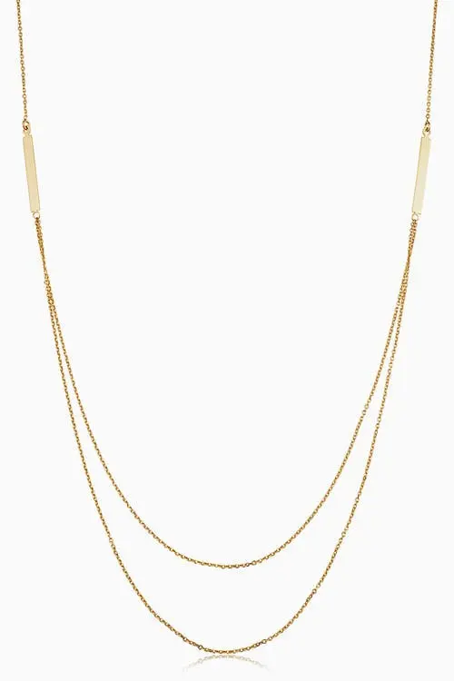 ORADINA 14k Brooklyn Bar Layered Necklace - Yellow Gold