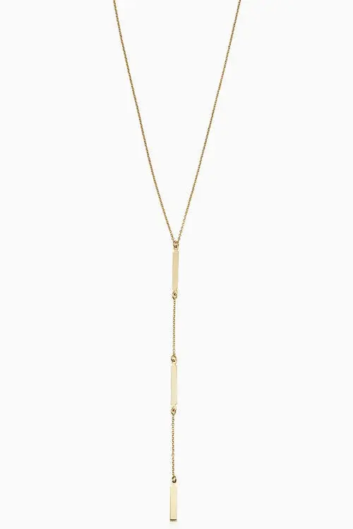 ORADINA 14k Brooklyn Bar Station Drop Necklace - Yellow Gold