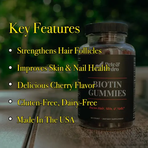 PETE & PEDRO Biotin Gummies Daily Supplement For Hair, Skin, & Nails