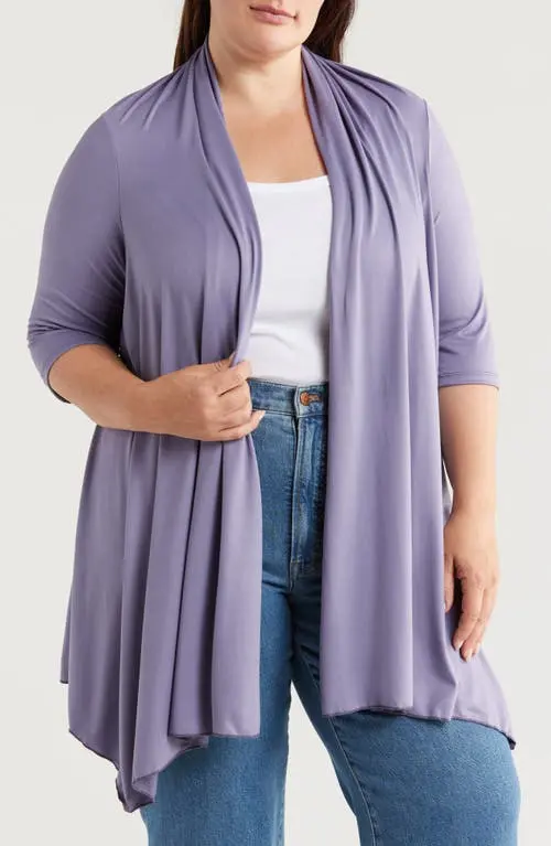 24SEVEN COMFORT APPAREL Open Front Long Cardigan - Mauve