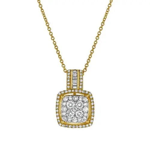 LUVMYJEWELRY Square Diamond Pendant - 10k Yellow Gold