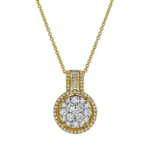 LUVMYJEWELRY Diamond Round Pendant - 10k Yellow Gold