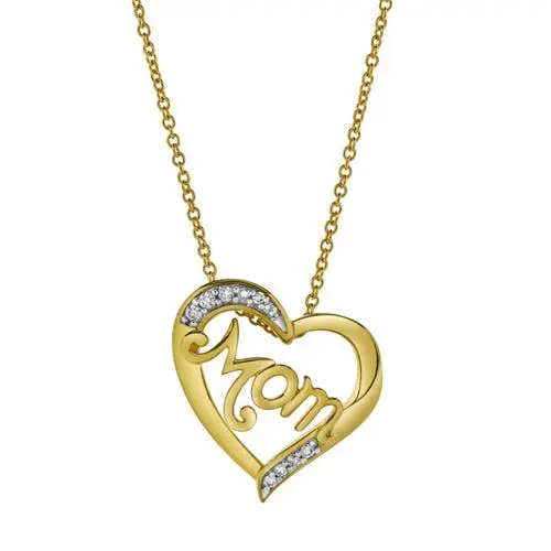 LUVMYJEWELRY 10k Gold Heart Pendant Necklace With Diamonds - 10k Yellow Gold