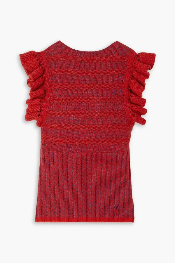 Victoria Beckham Ruffled Ribbed Wool-blend Tank