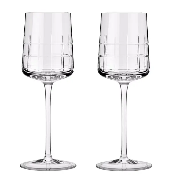 Christofle Set Of 2 Crystal White Wine Glasses - Silver