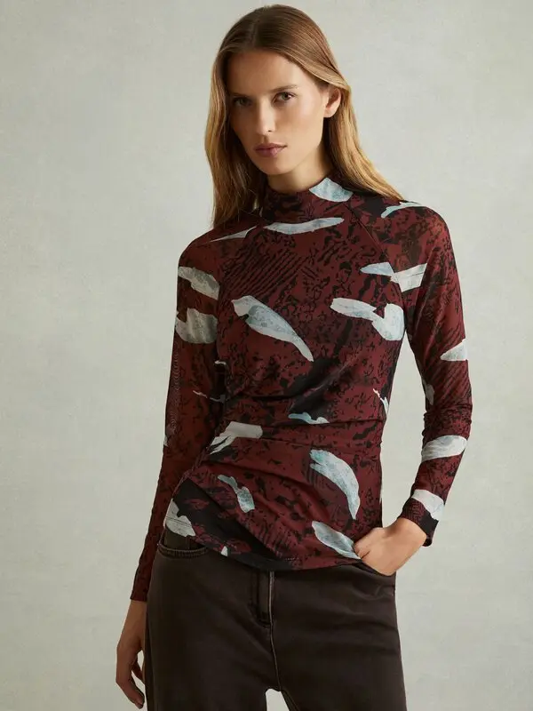 REISS Vanna Printed Top