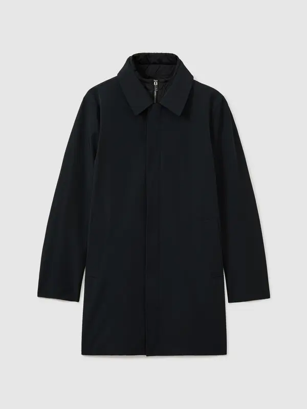 REISS Logan Hybrid Overcoat With Removable Funnel Neck - Navy
