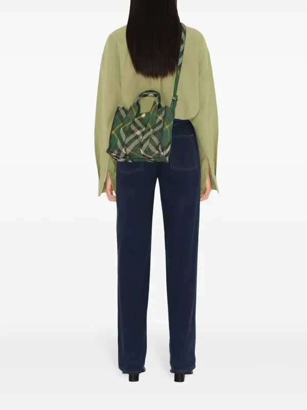 Burberry Check Pattern Knit Tote Bag - Green