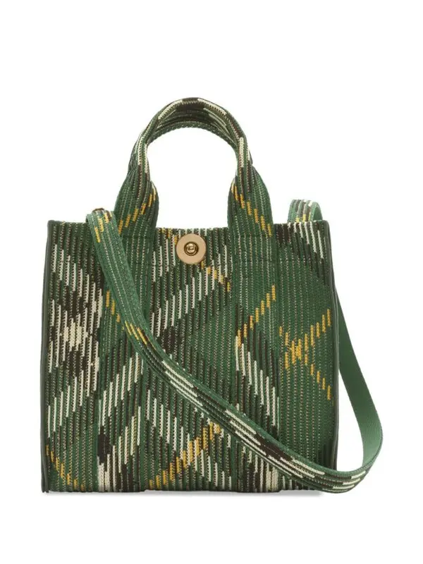 Burberry Check Pattern Knit Tote Bag - Green