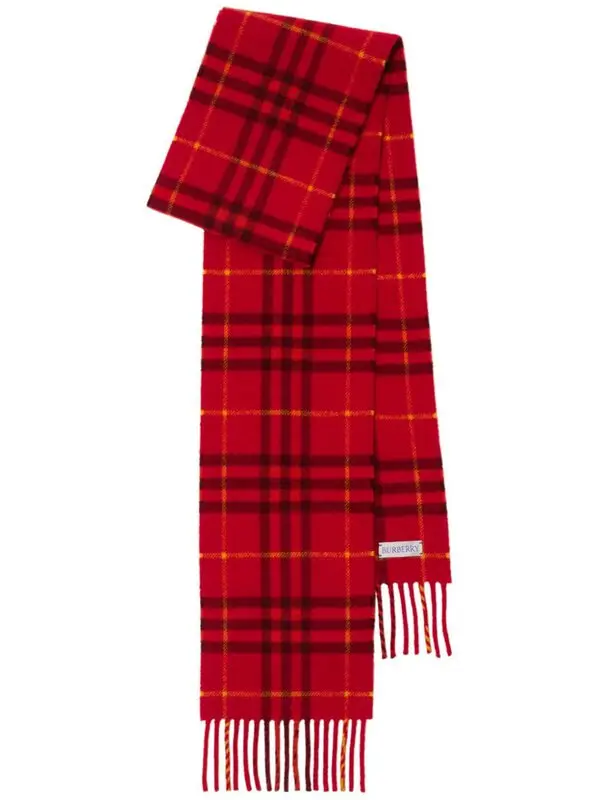 Burberry Checked Cashmere Scarf - Red