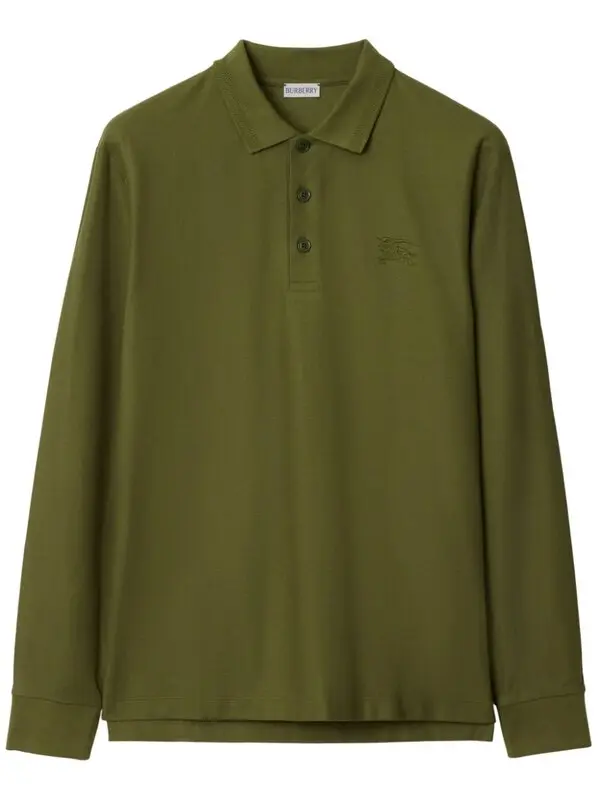 Burberry Long-sleeve Cotton Polo Shirt - Green
