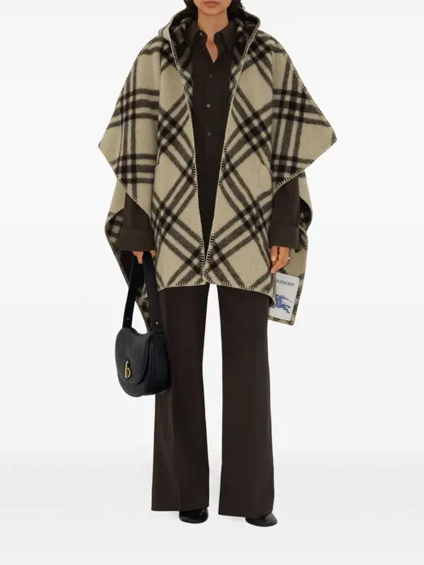 Burberry Reversible Checkered Wool Cape