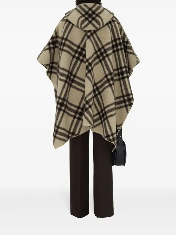 Burberry Reversible Checkered Wool Cape