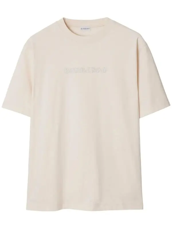 Burberry Logo-embroidered T-shirt - Neutrals