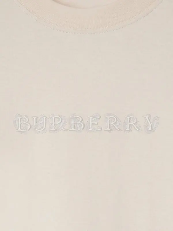 Burberry Logo-embroidered T-shirt - Neutrals