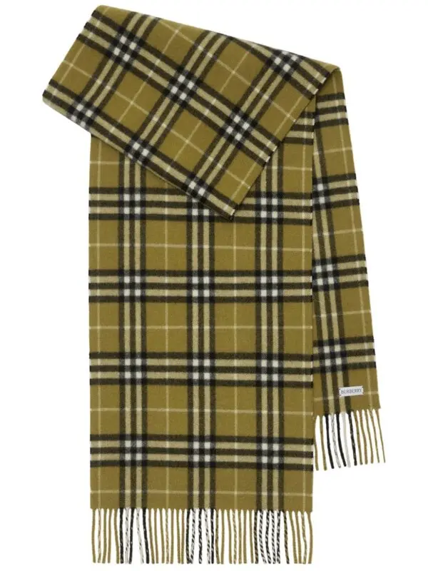 Burberry Checked Cashmere Scarf - Green