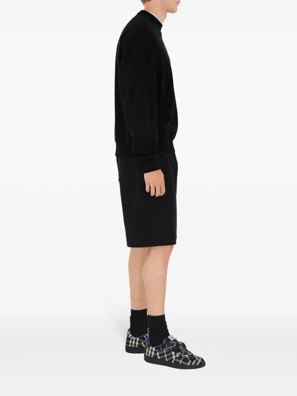 Burberry Flocked-logo Cotton-blend Shorts - Black